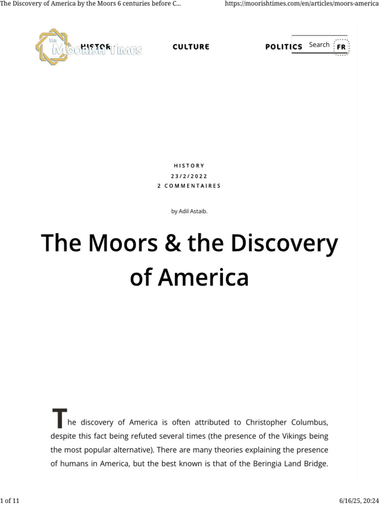 The Discovery of America by The Moors 6 Centuries Before Christopher ...