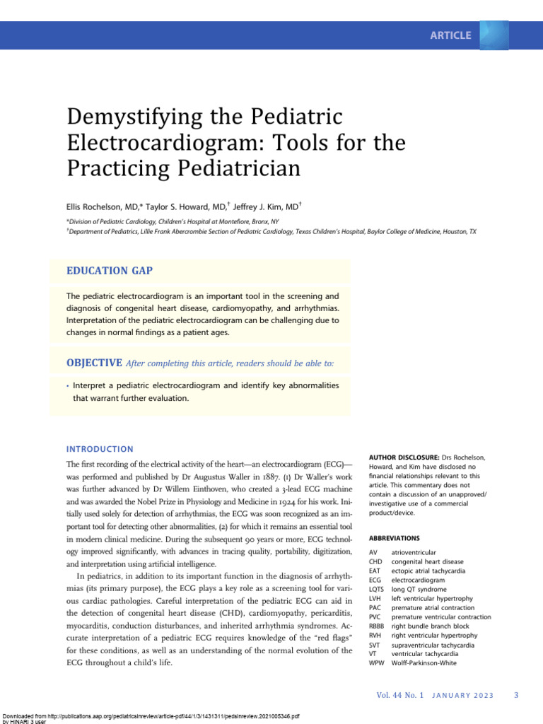 Demystifying The Pediatric Electrocardiogram - Tools For The Practicing Pediatrician | PDF ...
