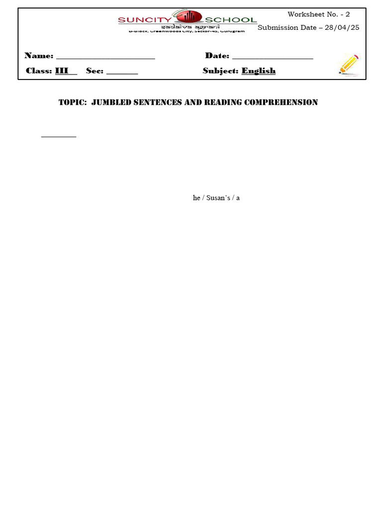 Jumbled Sentences ASM 5466 | PDF