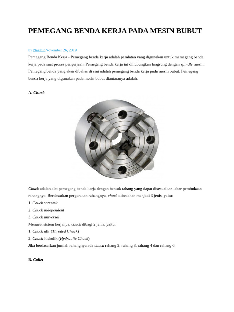 Pemegang Benda Kerja Pada Mesin Bubut | PDF