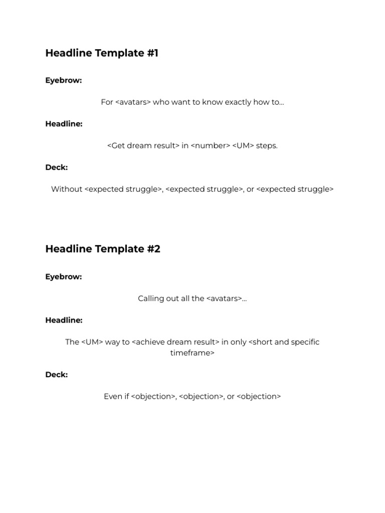 Sales Page Headlines Template | PDF | Copy Editing | Newspaper Publishing