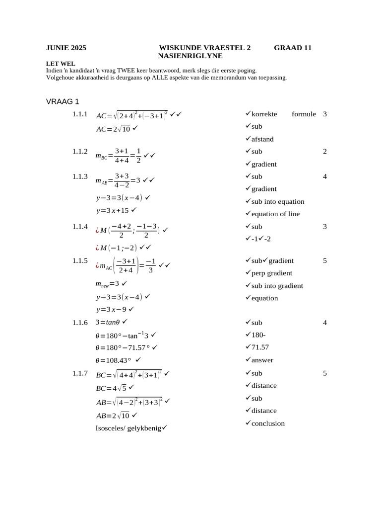 GR 11 June Paper 2 Memo | PDF | Geometry | Euclid