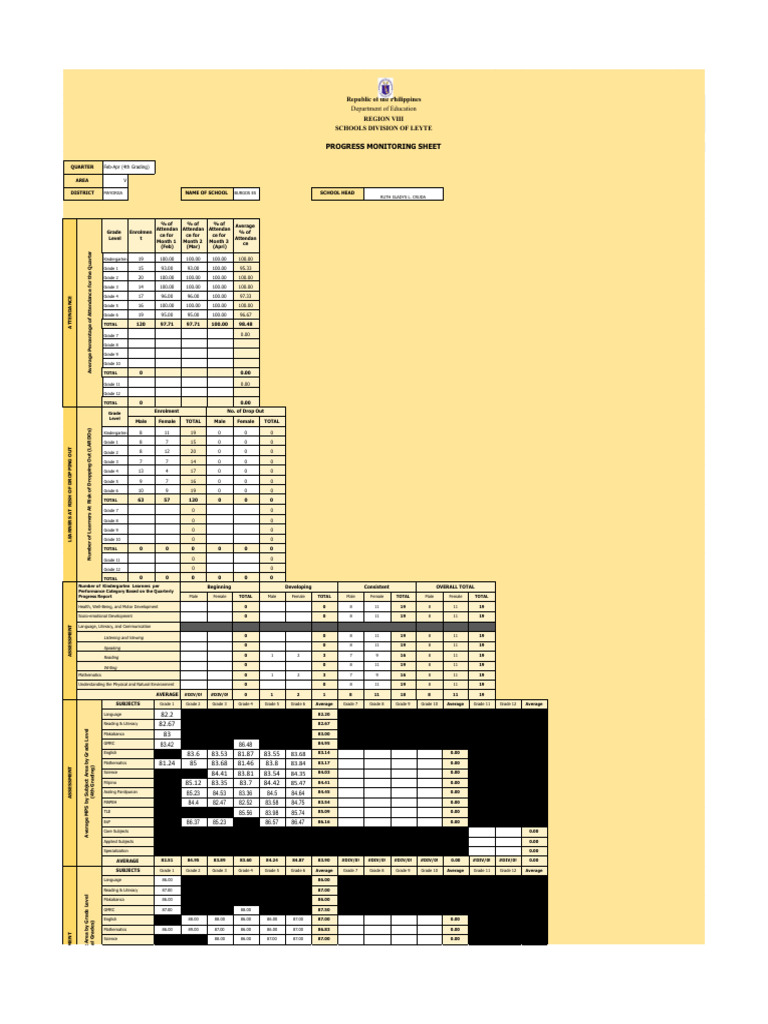 Q2 2025 Progress Monitoring Sheet | PDF | Literacy | Cognition
