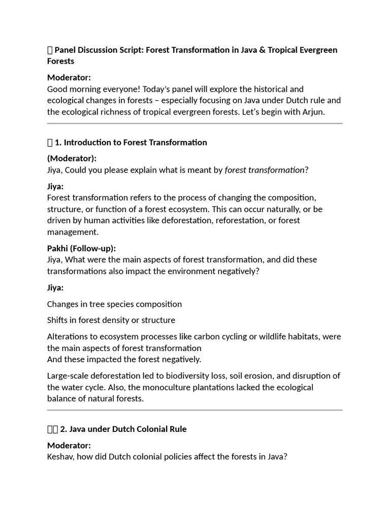 Panel Discussion Script - SST PROJECT | PDF | Forests | Deforestation