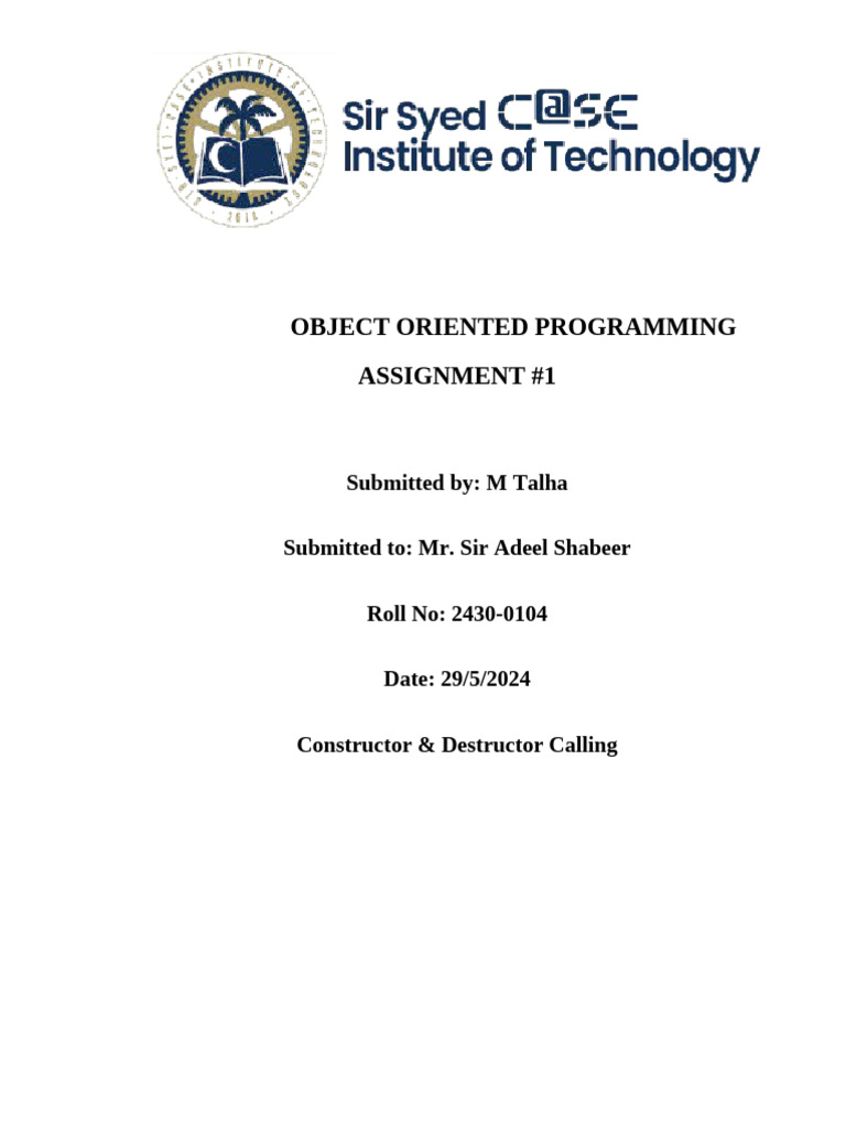 Assignment1 Oop 2430 0066 | PDF | Computer Programming | Object (Computer Science)
