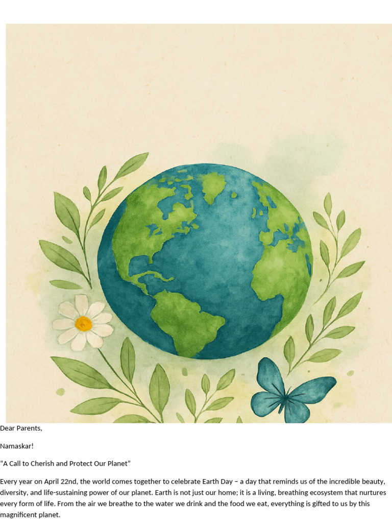 Earth Day Letter With Background | PDF