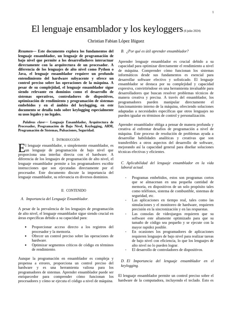 Lenguaje Ensablador. | PDF | Lenguaje ensamblador | Lenguaje de programación