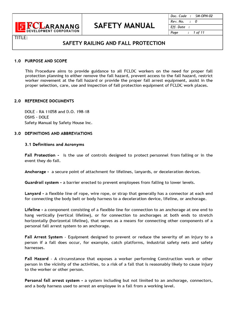 Sm-Opn-02 Safety Railing and Fall Protection | PDF | Safety ...