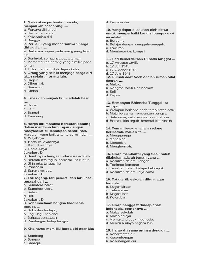 Uas 2 PKN Klas 3 | PDF