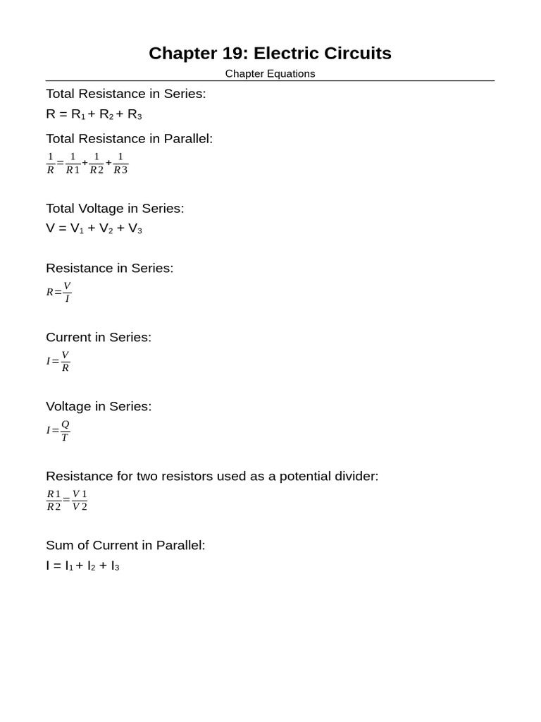 19 Electric Circuit Chapter Questions | PDF