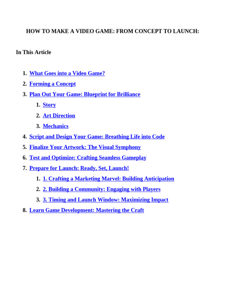 Video Game Creation Guide: From Idea to Launch | PDF | Software Testing ...