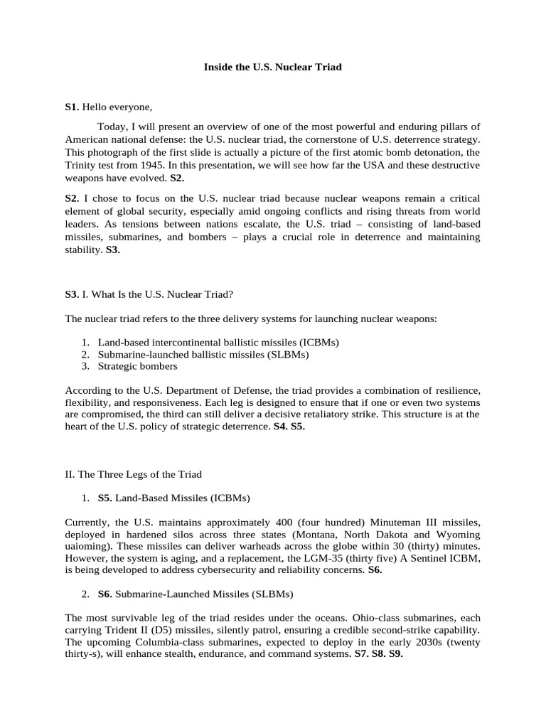 Overview of the U.S. Nuclear Triad | PDF | Nuclear Weapons | Crime ...