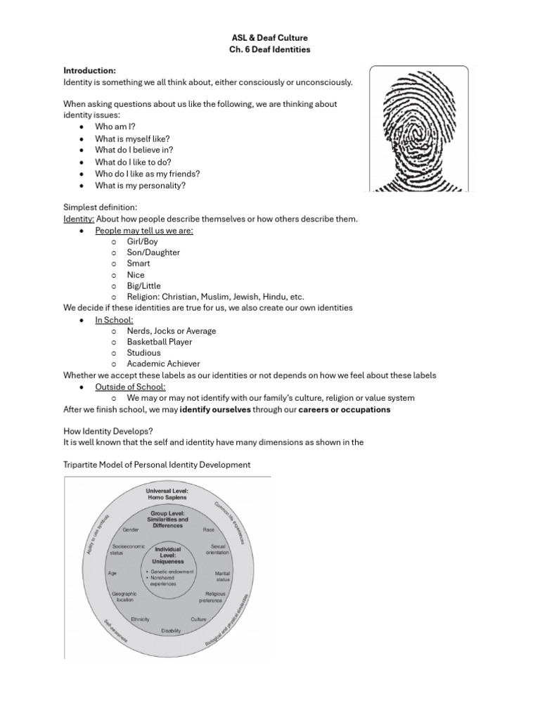 Ch.6 Deaf Identities - ASL & Deaf Culture | PDF | Deafness | Disability