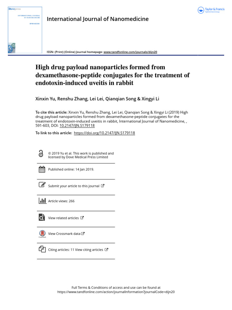 High Drug Payload Nanoparticles Formed From Dexamethasone-Peptide ...