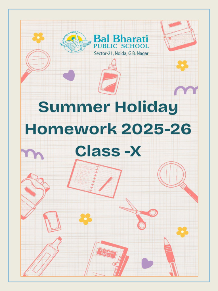 Class X Summer Holiday Homework 2025 26 | PDF | Redox | Polynomial