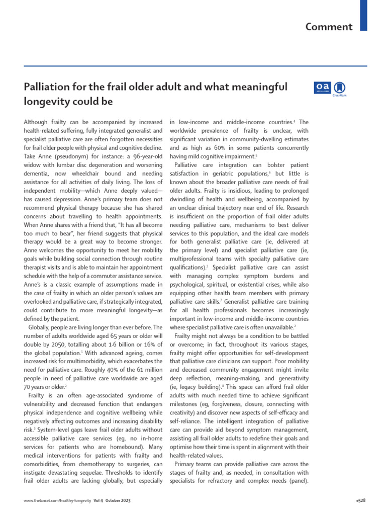 Palliation For The Frail Older Adult and What Mean | PDF | Palliative ...