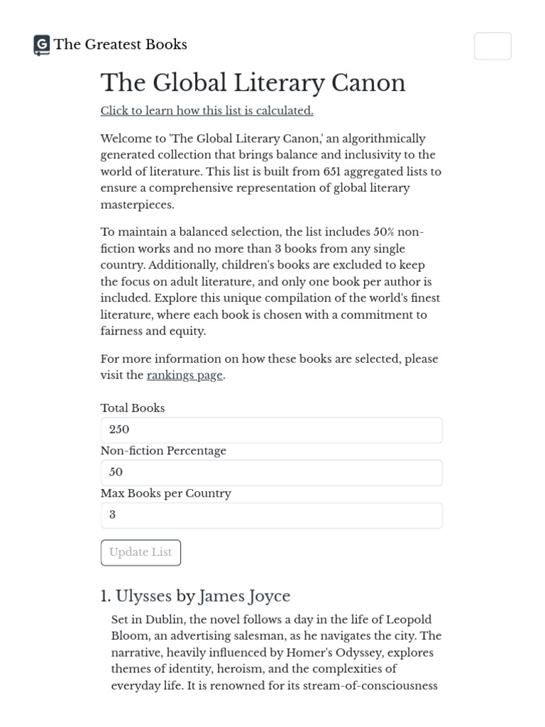 The Global Literary Canon | PDF | Divine Comedy | Odysseus