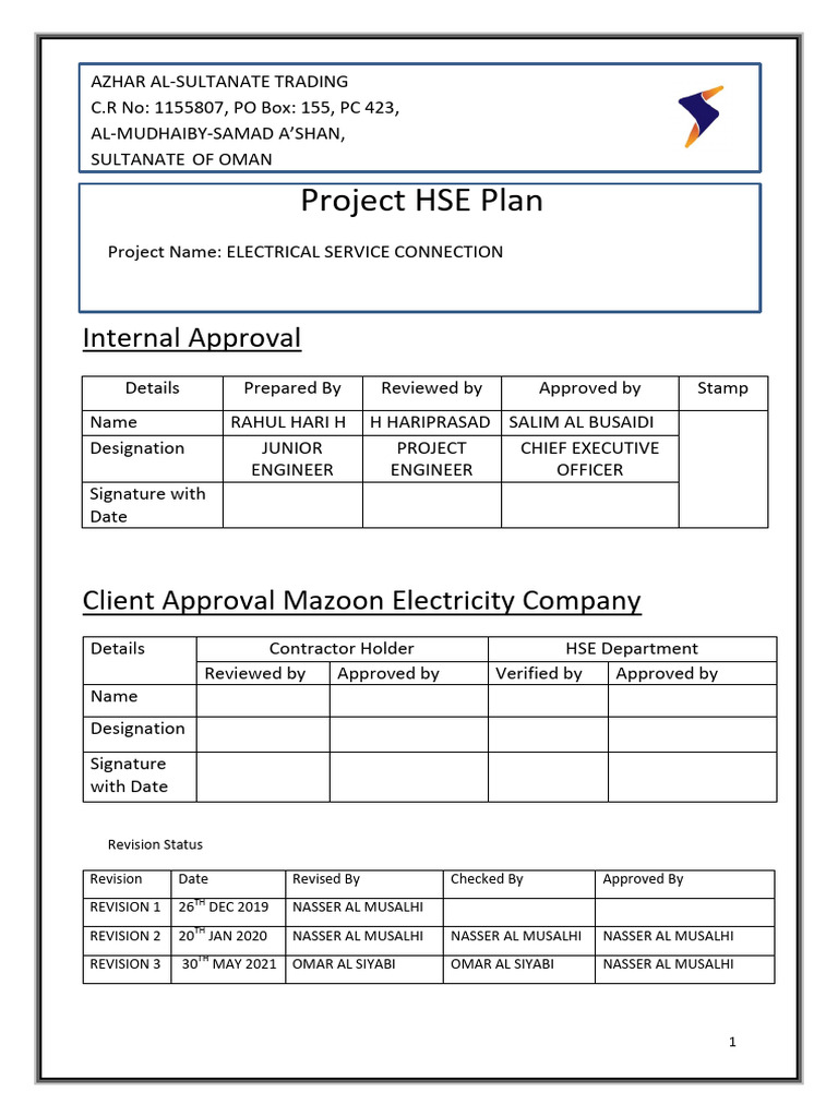 Revision 3 Hse Plan | PDF | Occupational Safety And Health | Personal Protective Equipment