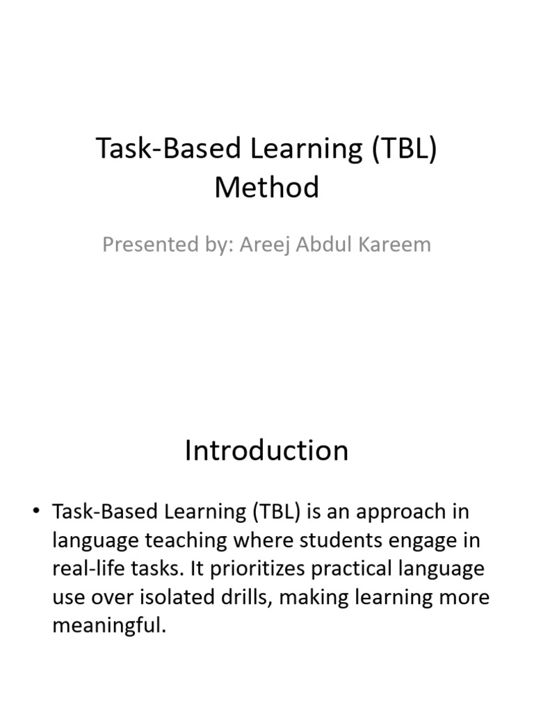 Task Based Learning Method - ELT Seminar | PDF | Learning | Cognition