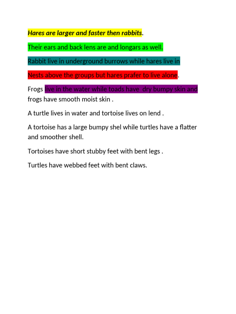 Hares Are Larger and Faster Then Rabbits | PDF