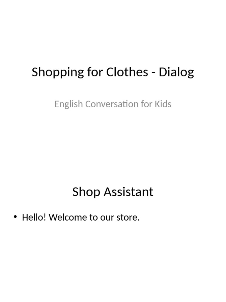 Shopping Clothes Dialog | PDF