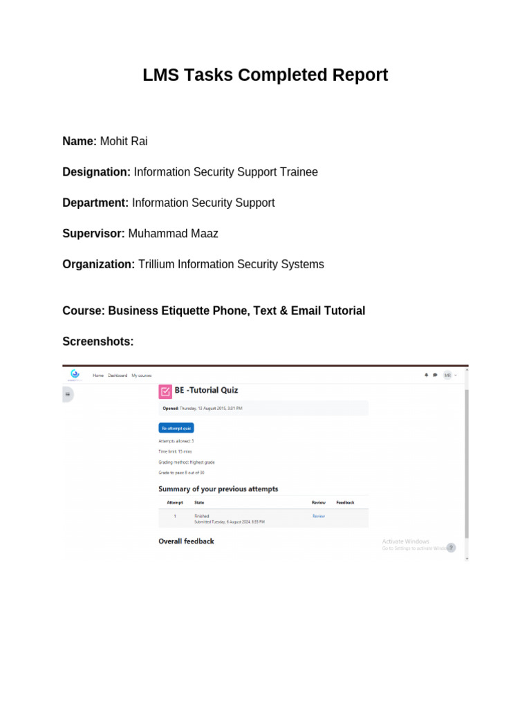 LMS Tasks (Completed) | PDF