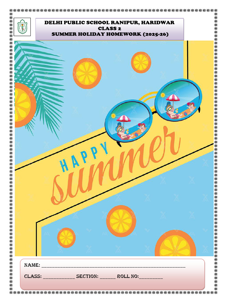 Class 2 Summer Holiday Homework (2025-26) | PDF | Homework