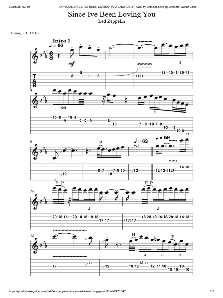 Official Since Ive Been Loving You Chords & Tabs by Led Zeppelin @ | PDF