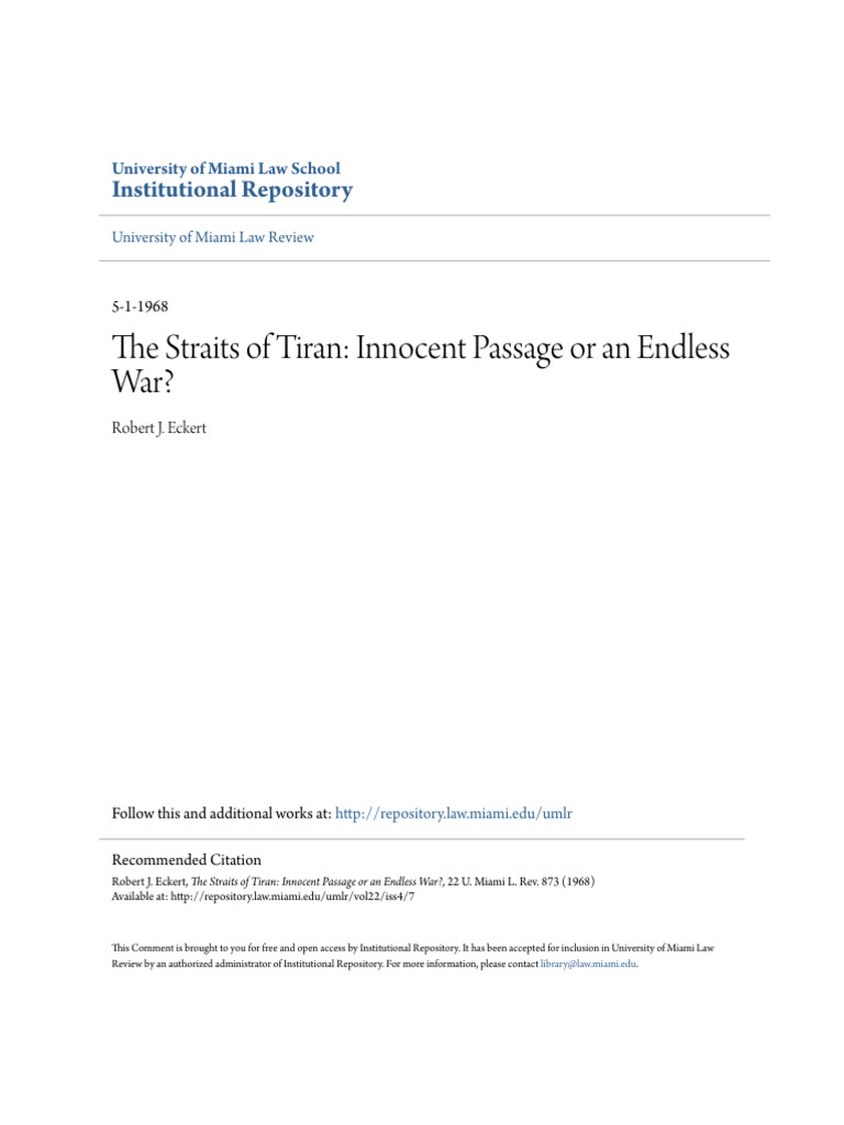 The Straits of Tiran - Innocent Passage or An Endless War | PDF | Tiran ...