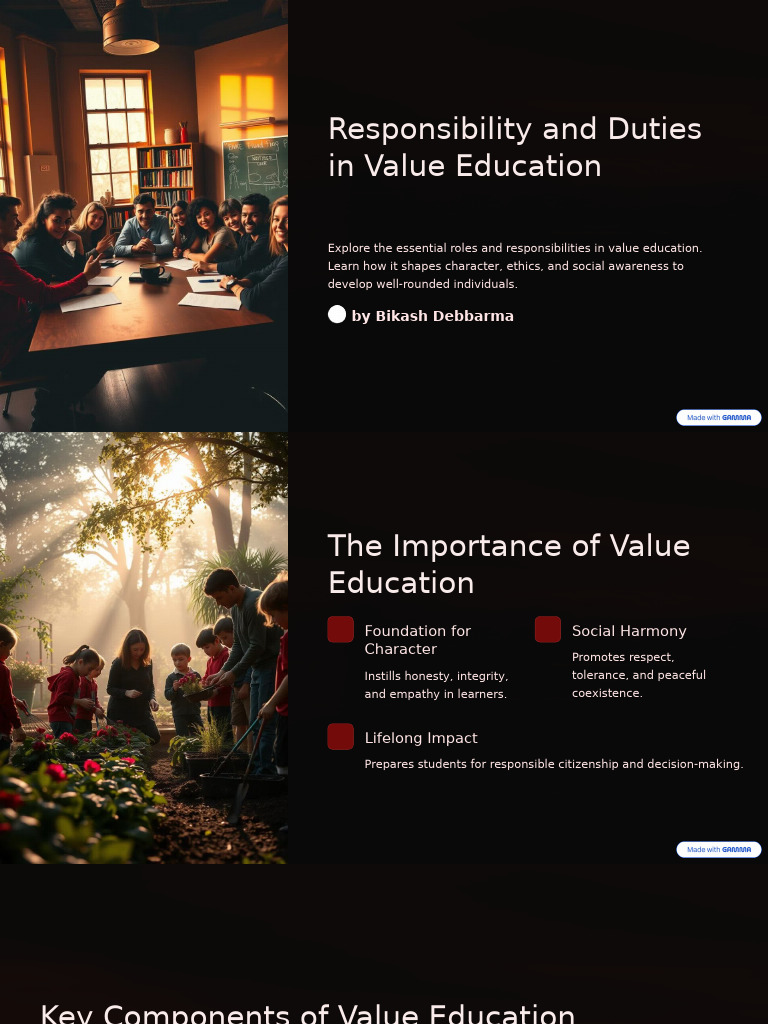 Responsibility and Duties in Value Education | PDF