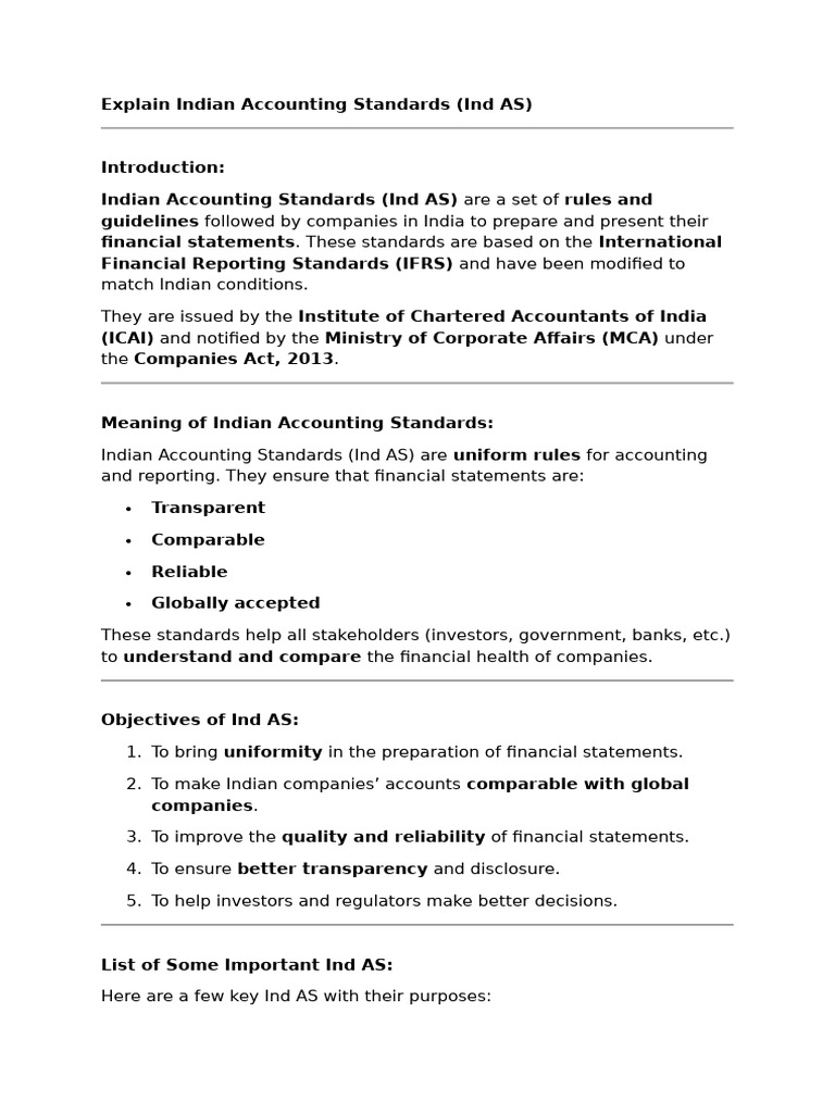 Explain Indian Accounting Standards | PDF | International Financial ...