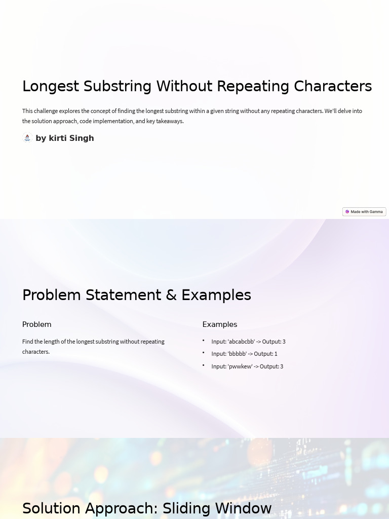 Longest Substring Without Repeating Characters (2) | PDF