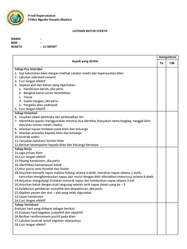 SPO Latihan Batuk Efektif | PDF