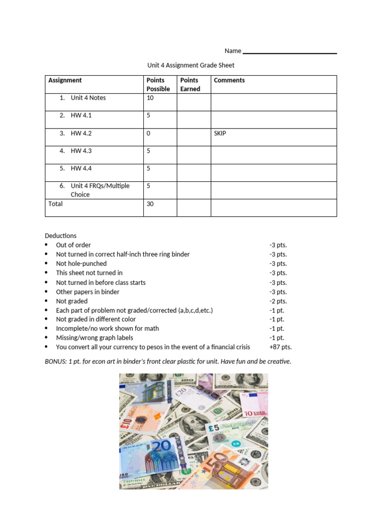 Unit 4 Assignment Sheet | PDF