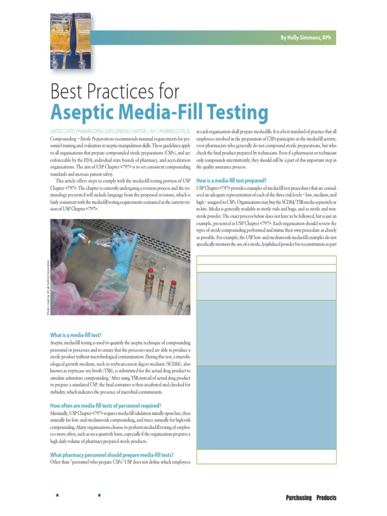 Best Practices For: Aseptic Media-Fill Testing | PDF | Pharmacist | Syringe