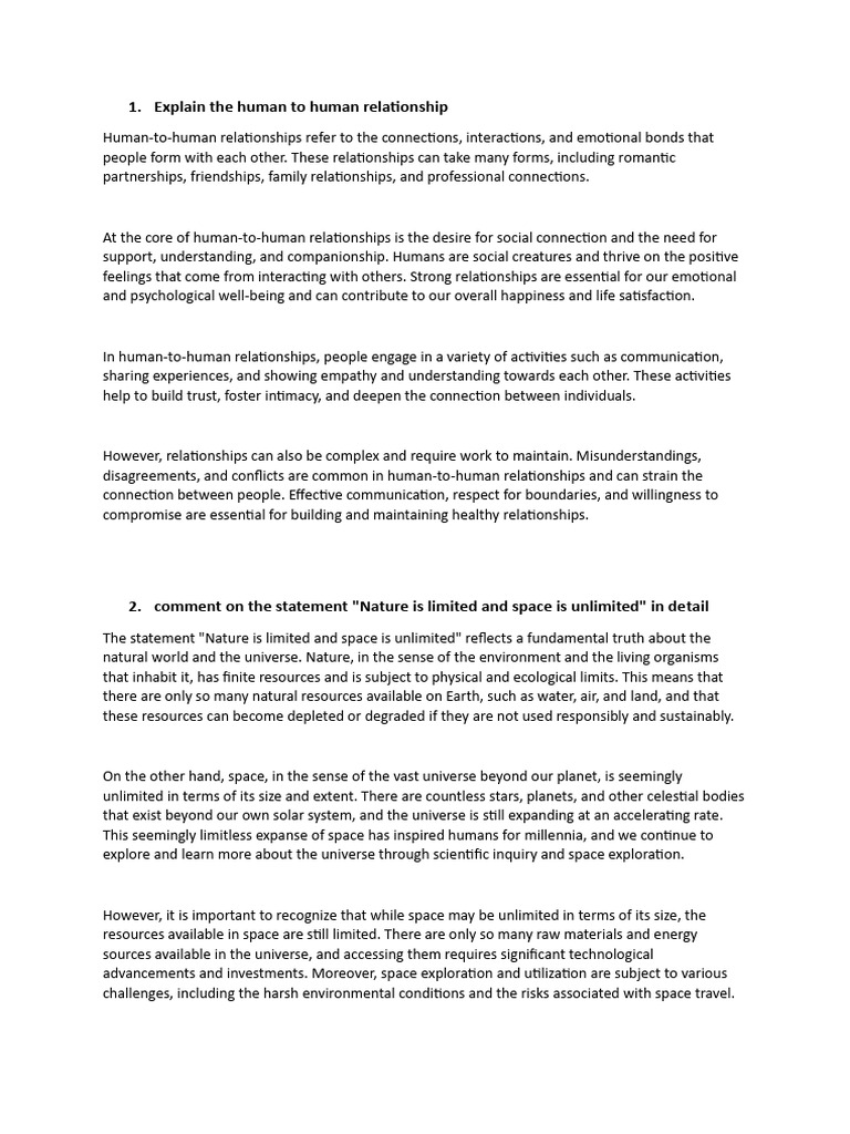 Human Relationships and Nature Explained | PDF | Sustainability | Nature