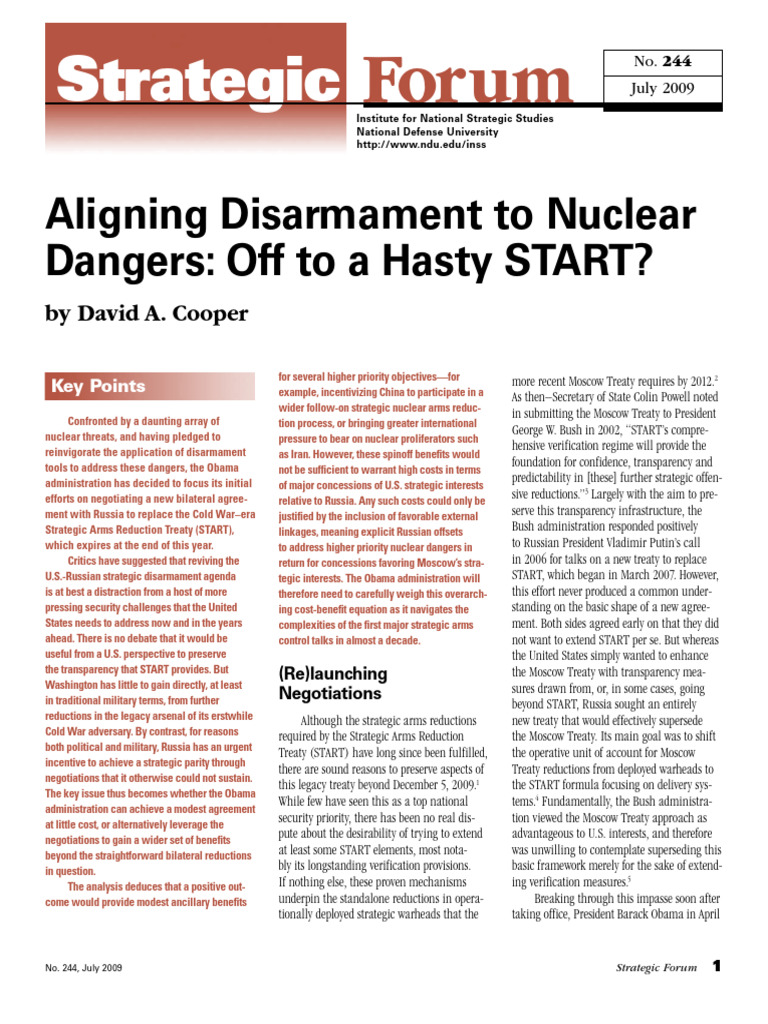 Aligning Disarmament To Nuclear Dangers | PDF | Nuclear Proliferation ...