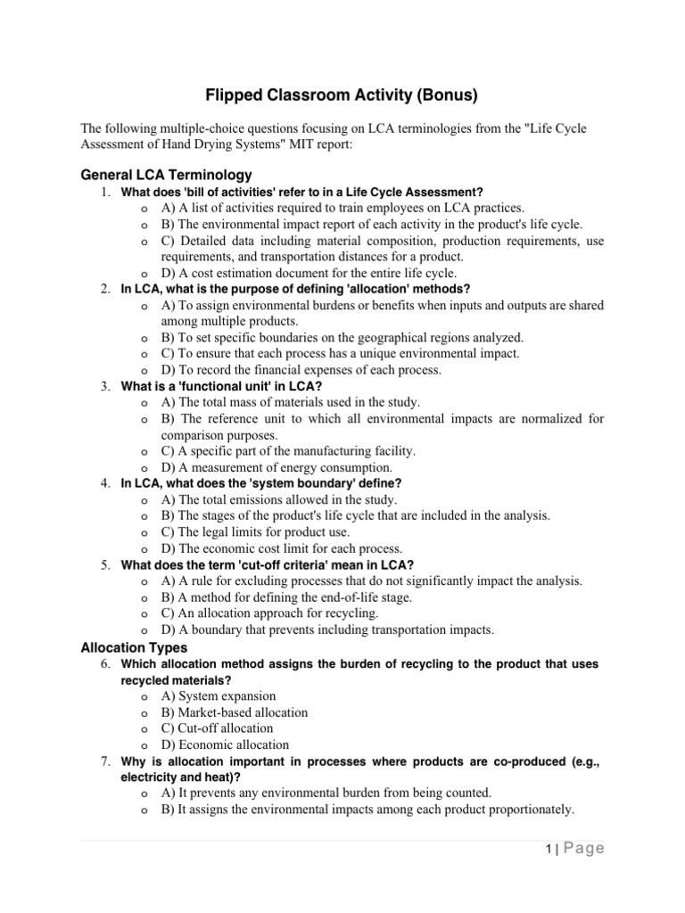 Flipped Classroom Activity (Bonus) - Questions | PDF