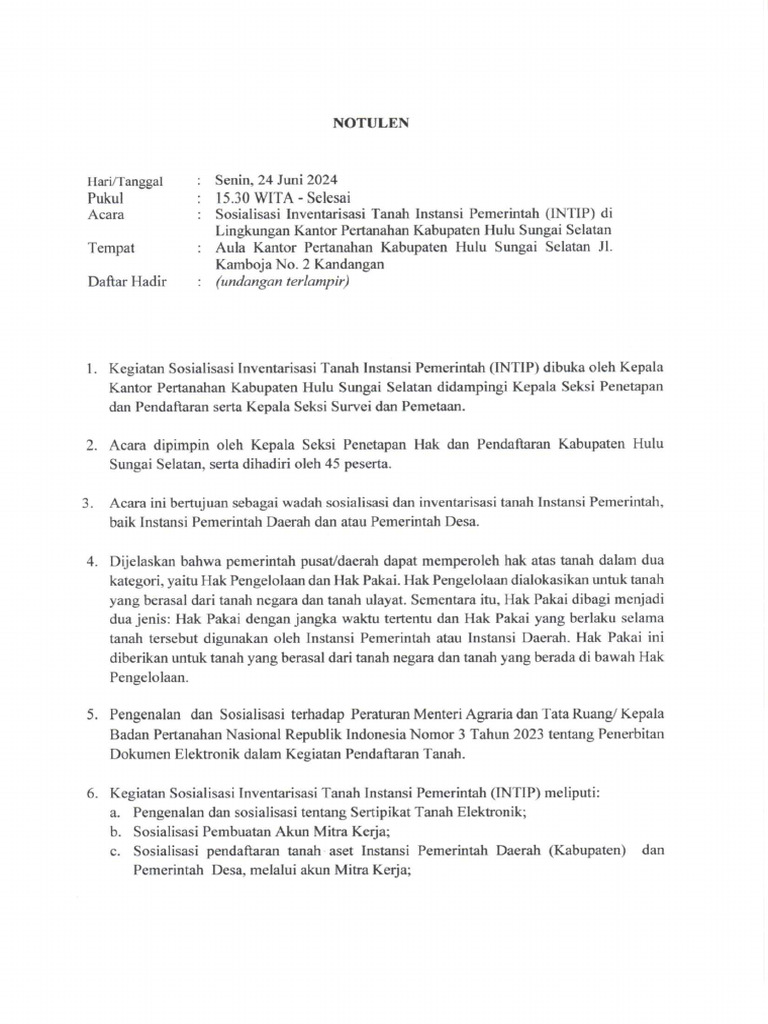 Notulen Intip HSS | PDF