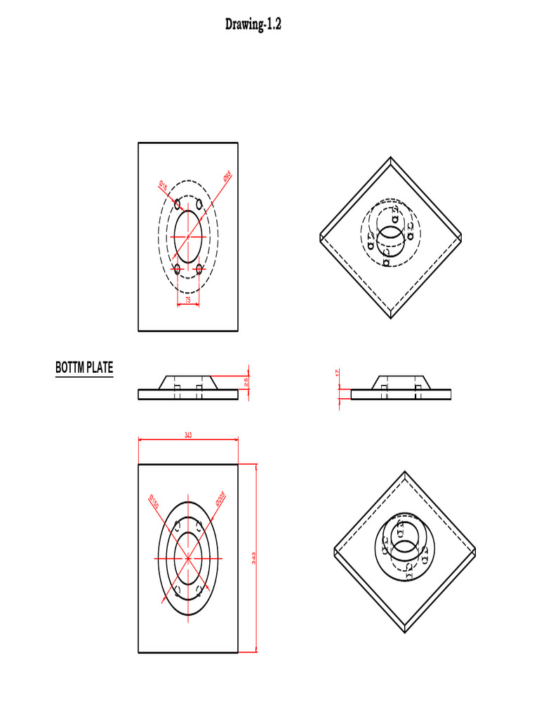 1.2 Sub Assembly Bottom Plate Drawing-2 | PDF
