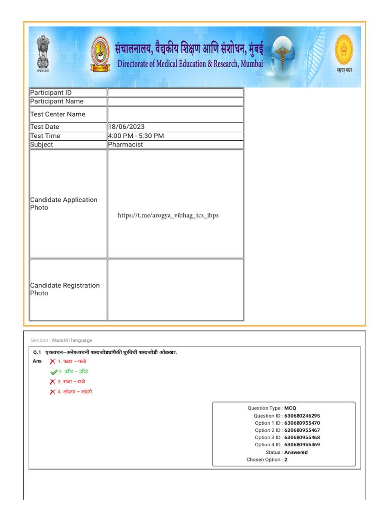 PHARMACIST DMER QUESTION Paper | PDF