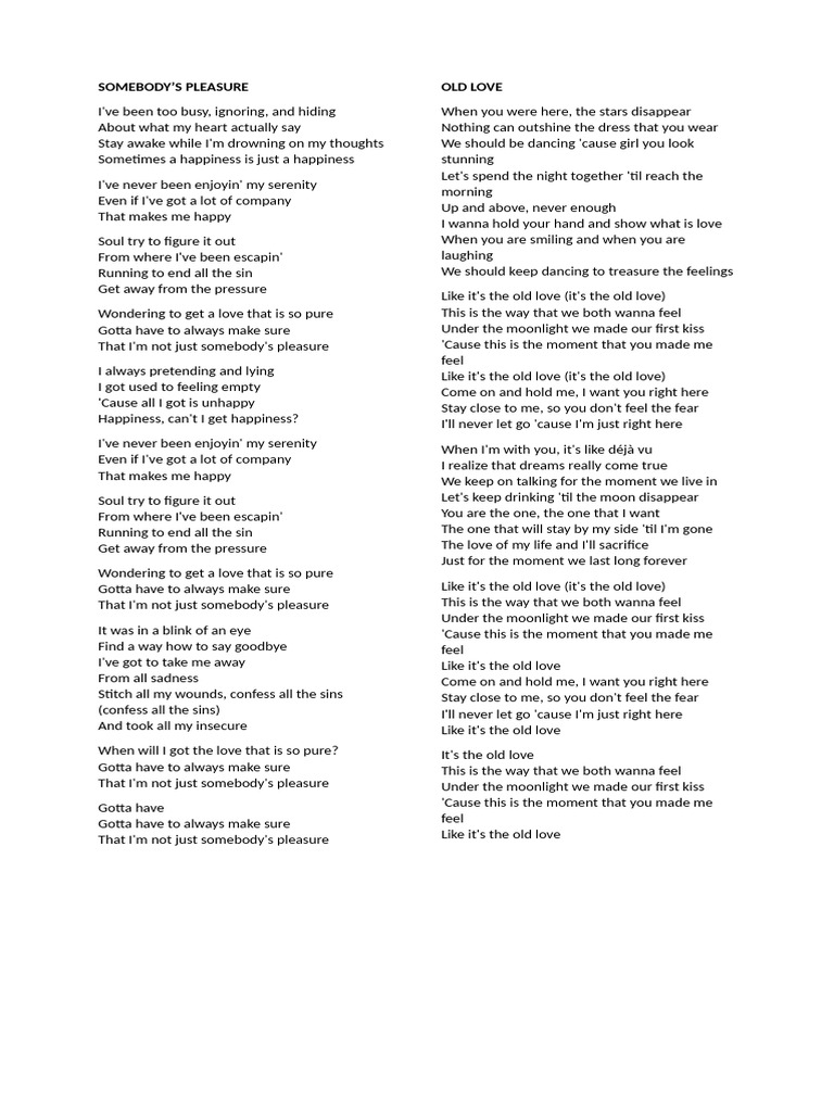 Somebody N Old Love | PDF