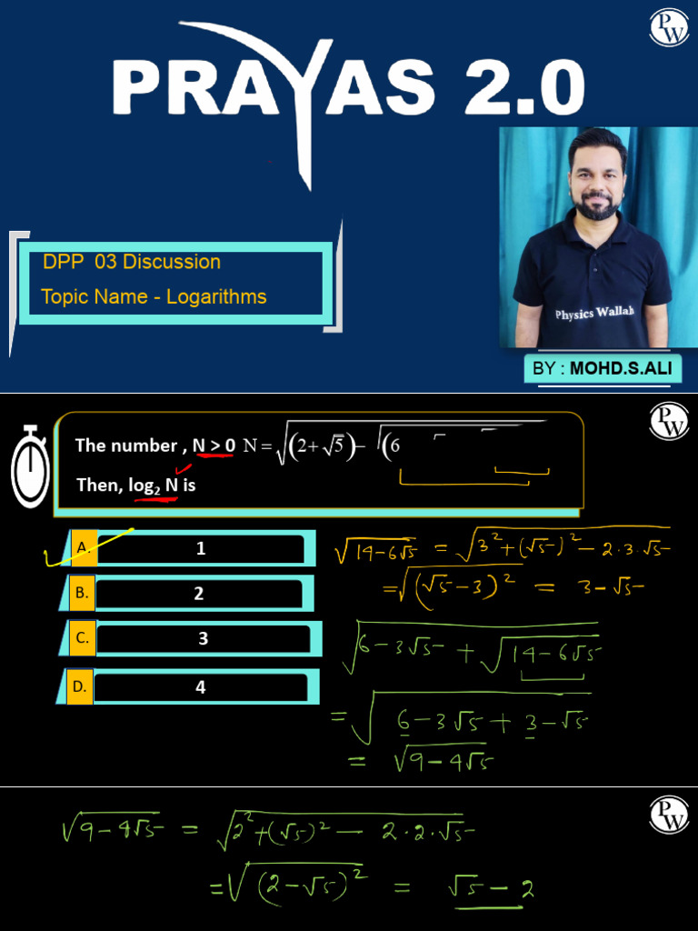 Basic Mathematics Dpp 03 Solution Notes Compressed Pdf Logarithm