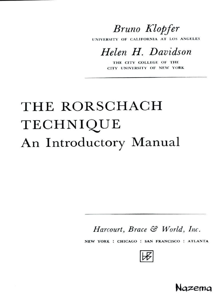 01 - Rorschach - Administration - Klopfer, 1962 | PDF | Inquiry | Question