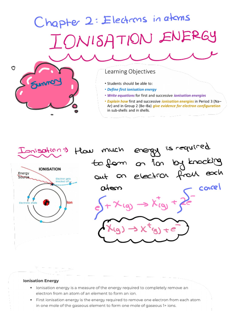 Ionisation Energy Summary PDF | PDF | Electron Configuration | Atomic ...