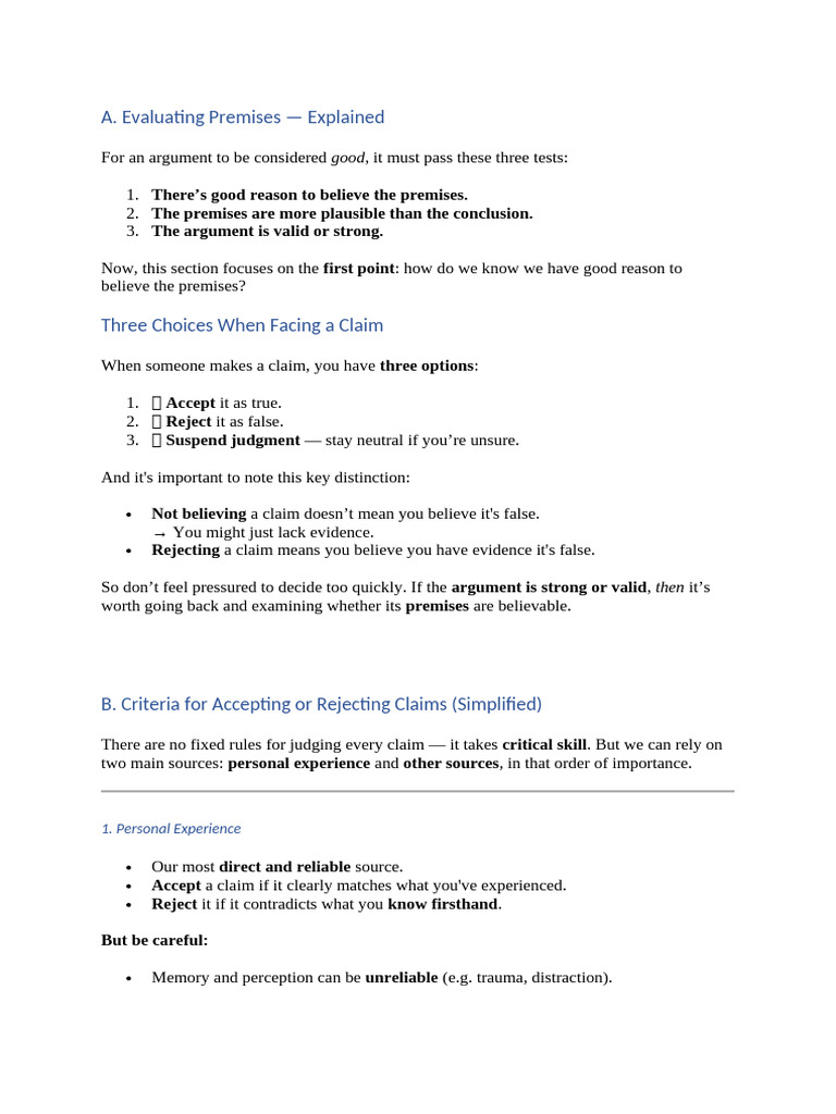 Critical Thinking Epstein Ep 5 | PDF | Argument | Experience
