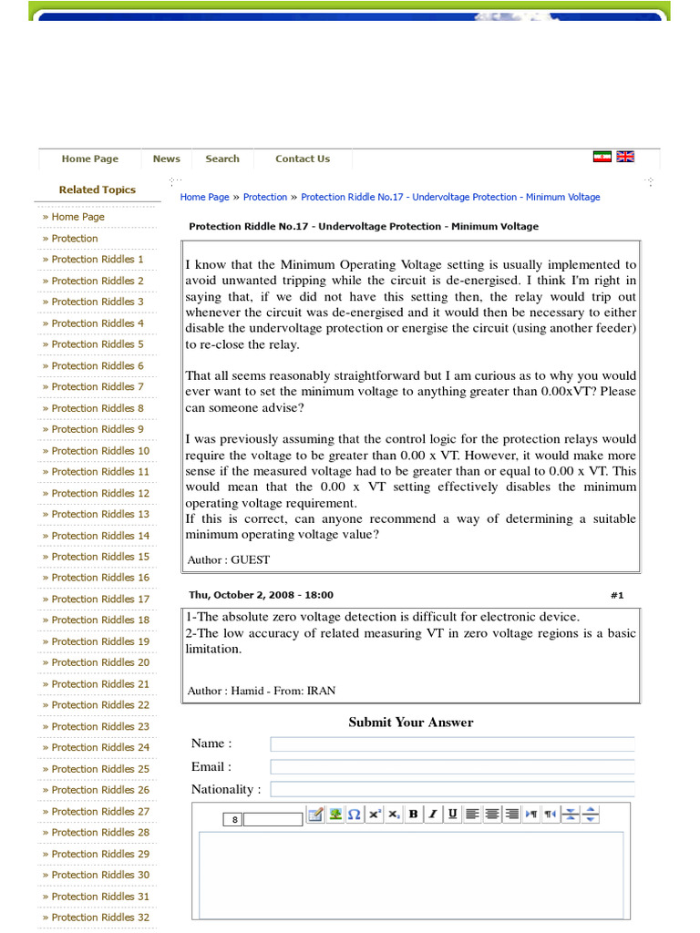 Protection Riddle No 17 | PDF | Relay | Electrical Engineering