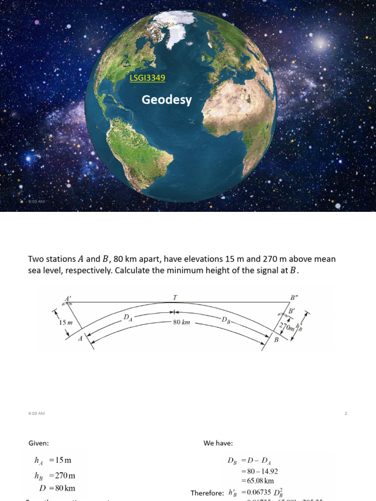 Geodesy Lecture Week10 | PDF | Surveying | Height