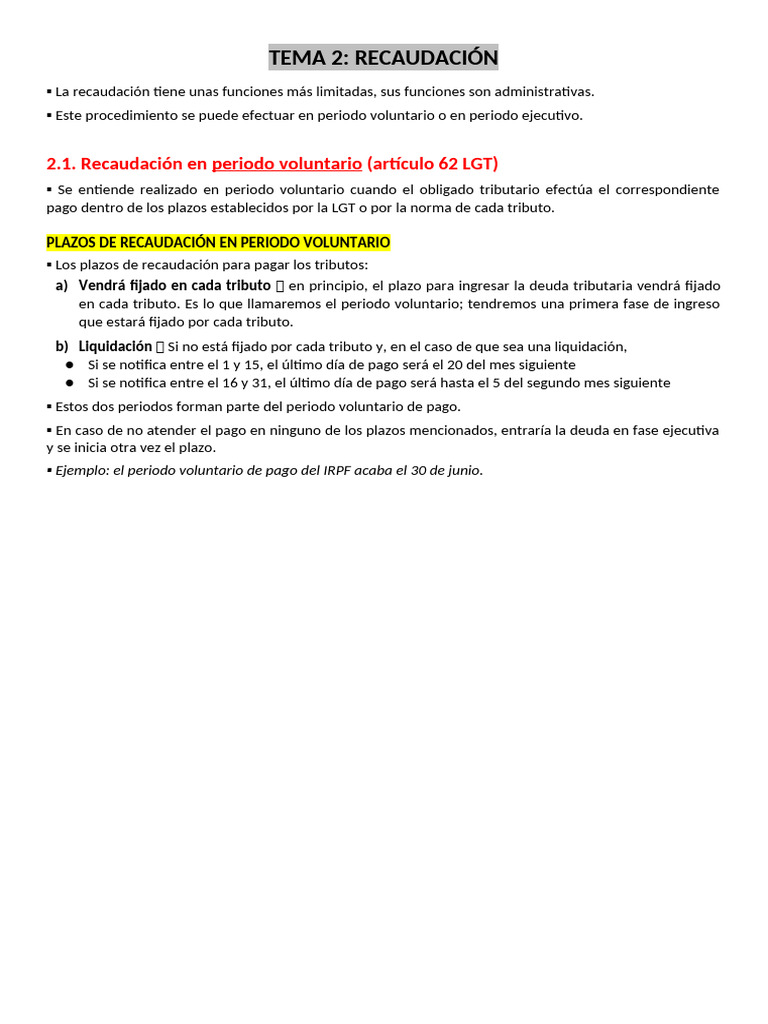 TEMA 2 - Recaudación | PDF | Liquidación | Deuda