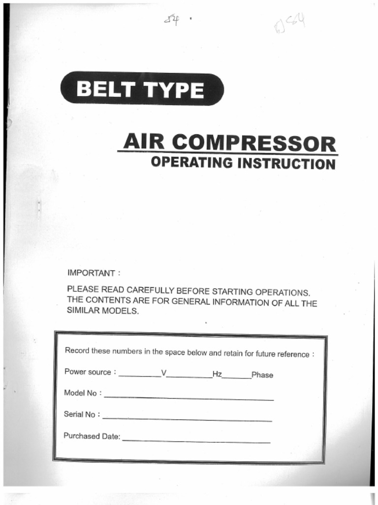 Air Compressor - Operating Instruction | PDF